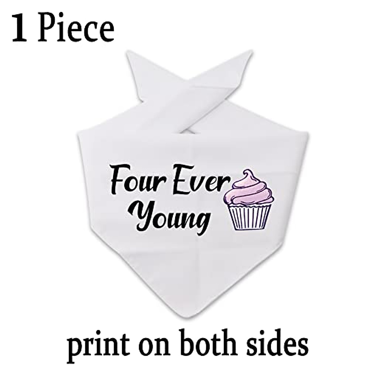 JXGZSO 1 Piece Four Ever Young Fourth Birthday Cupcake Dog Bandana Birthday G Birthday Boy Dog Bandana (Four Ever Young D)