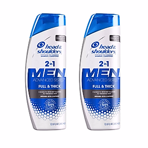 Head & Shoulders For Men - Full & Thick - 2 in 1 Dandruff Shampoo + Conditioner - Net Wt. 12.8 FL OZ (380 mL) Per Bottle - Pack of 2 Bottles