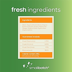 smallbatch Pets Shelf Stable Bone Broth, Organic Chicken Recipe with Prebiotics & Adaptogens, Topper for Dogs and Cats - 16 Ounce