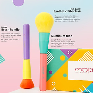Docolor Makeup Brushes 15Pcs Colourful Makeup Brush Set Premium Gift Synthetic Face Powder Kabuki Foundation Contour Blush Concealers Eye Shadow Blending Make Up Brush Kit - Dream of Color