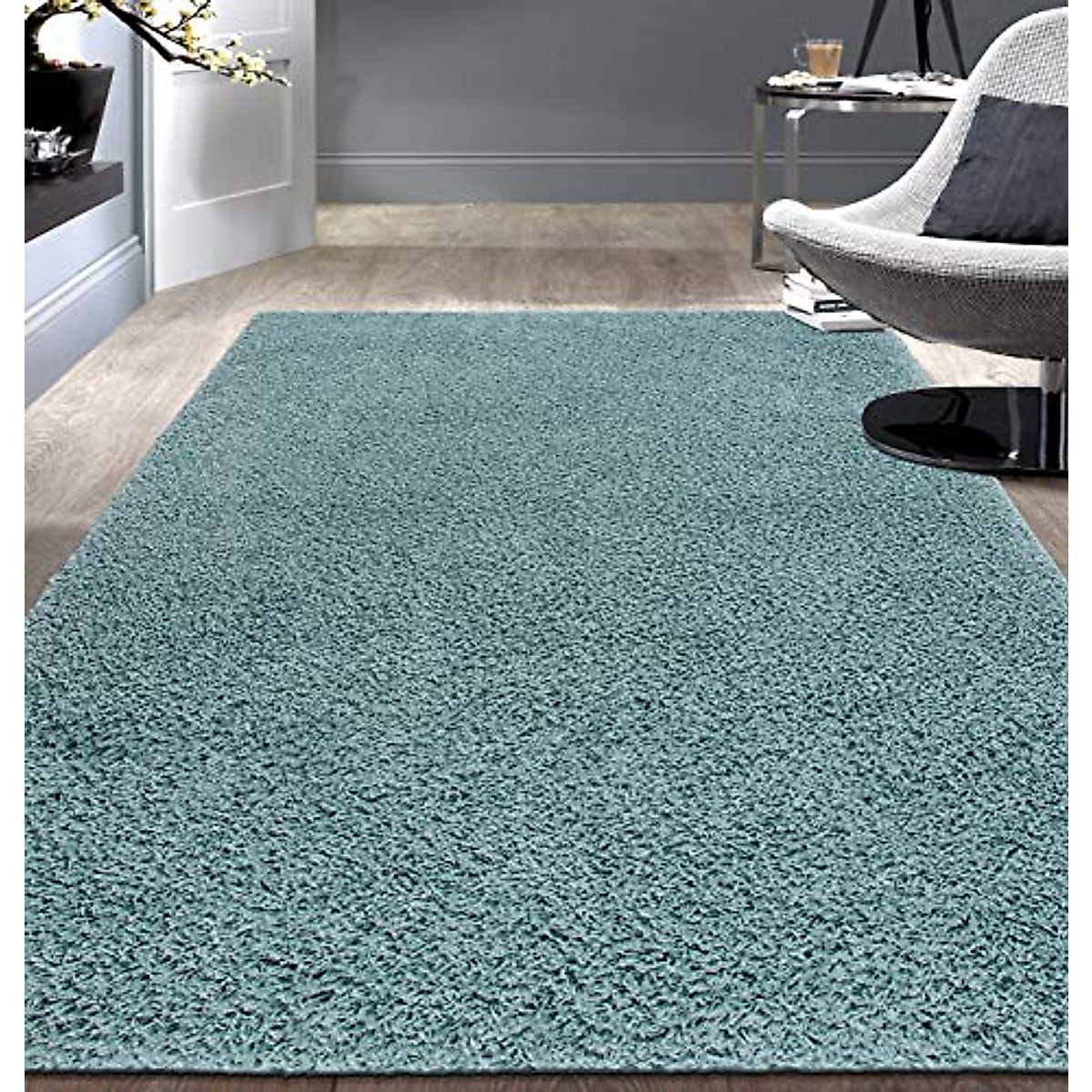 Rugshop Solid Cozy Plush Shag Area Rug 5' x 7' Blue