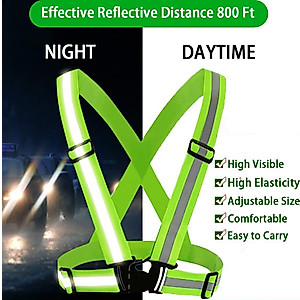 Reflective Vest, Reflective Glow Belt with 2Pack Reflector Armbands, Adjustable Elastic Safety Vest Outdoor Reflective Belt High Visibility, Ultralight & Comfy for Running, Jogging, Walking, Cycling,