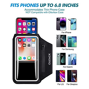 Phone Holder Running Armband for iPhone 15 14 13 12 Pro Max/Plus, with Zipper Pouch for Earphone Key & Card Slot, Gym Running Workouts Exercise Phone Arm Band for Android Samsung for 6.8" Phones
