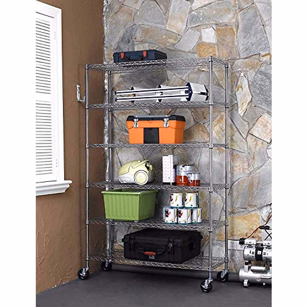 BestOffice 18x48x72 Storage Shelves Commercial Heavy Duty Metal Shelves Garage Organizer Wire Rack Shelving Storage Unit Shelf Adjustable Utility 6000 LBS Capacity,Chrome