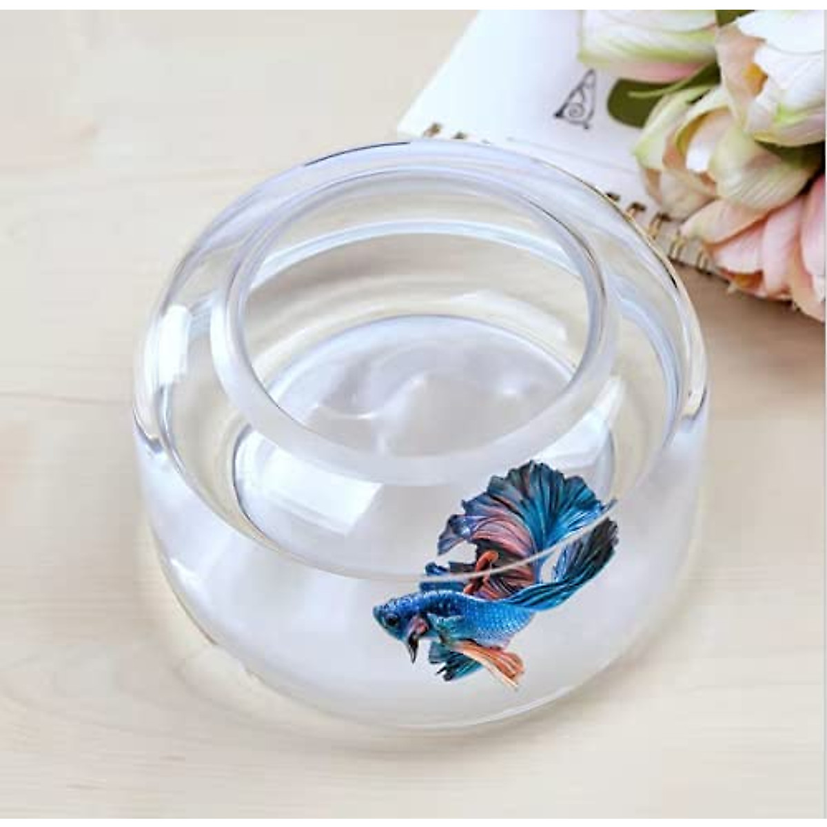 Glass Fishbowl Small Snow Mountain Goldfish Aquarium 5.9" Mini Fish Tank,Cool Design