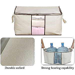 MISSLO Jumbo Zippered Storage Bags for Closet King Comforter, Clothes, Blanket Organizers Heavy Fabric Space Saver