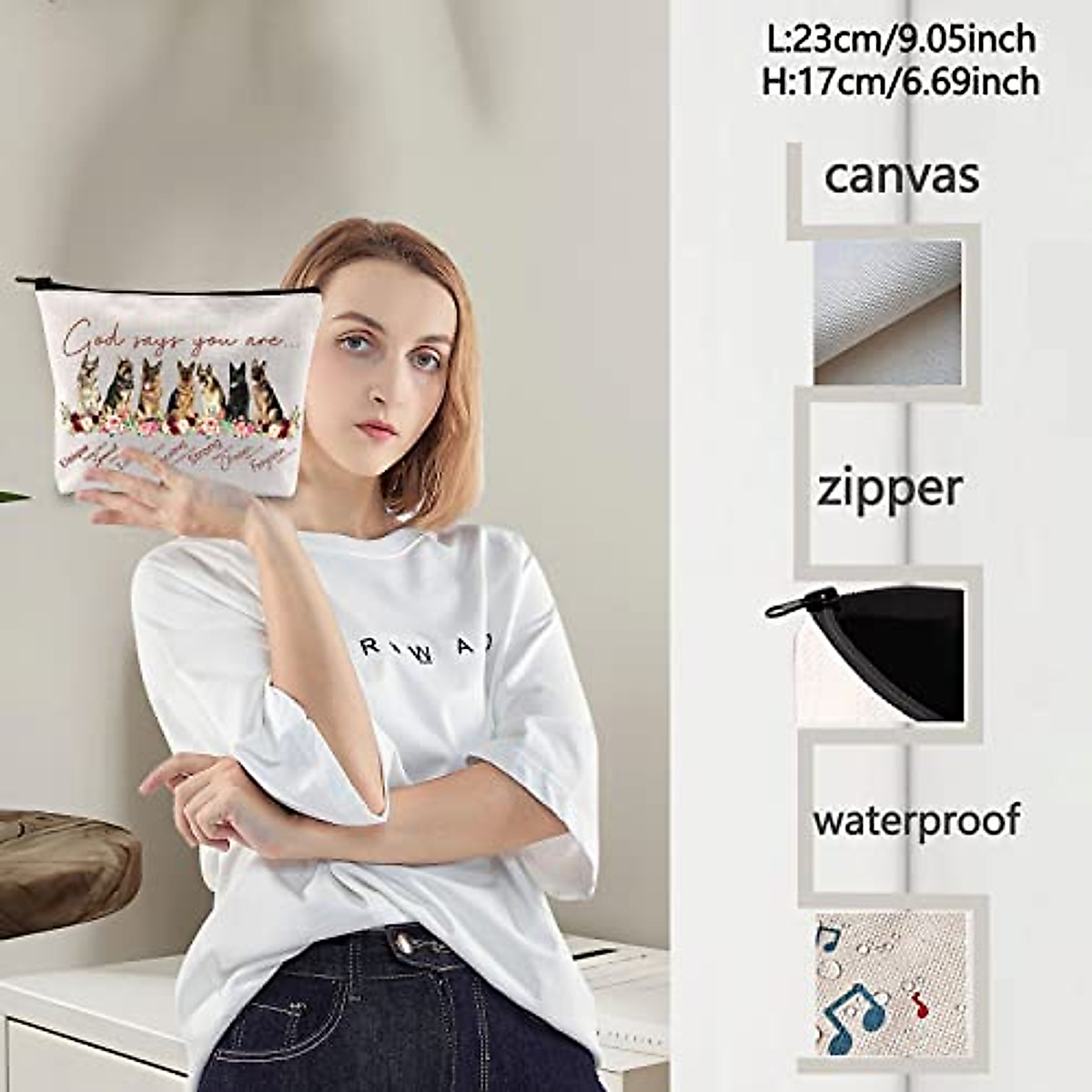 LEVLO German Shepherd Dog Cosmetic Make Up Bag German Shepherd Gift God Says You Are Unique Special Lovely Make Up Zipper Pouch Bag (German Shepherd Dog)