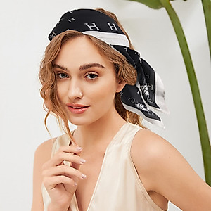 EXTREE Fashion Silky Satin Headscarf for Women Girls: Exquisite Pattern Lightweight Silk Graceful Scarfs 27.5 x 27.5 inches