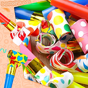 LovesTown 40PCS Party Blowers, Colorful Birthday Noisemakers Birthday Blow Horns Party Whistles New Years Party Noisemakers Party Blowouts