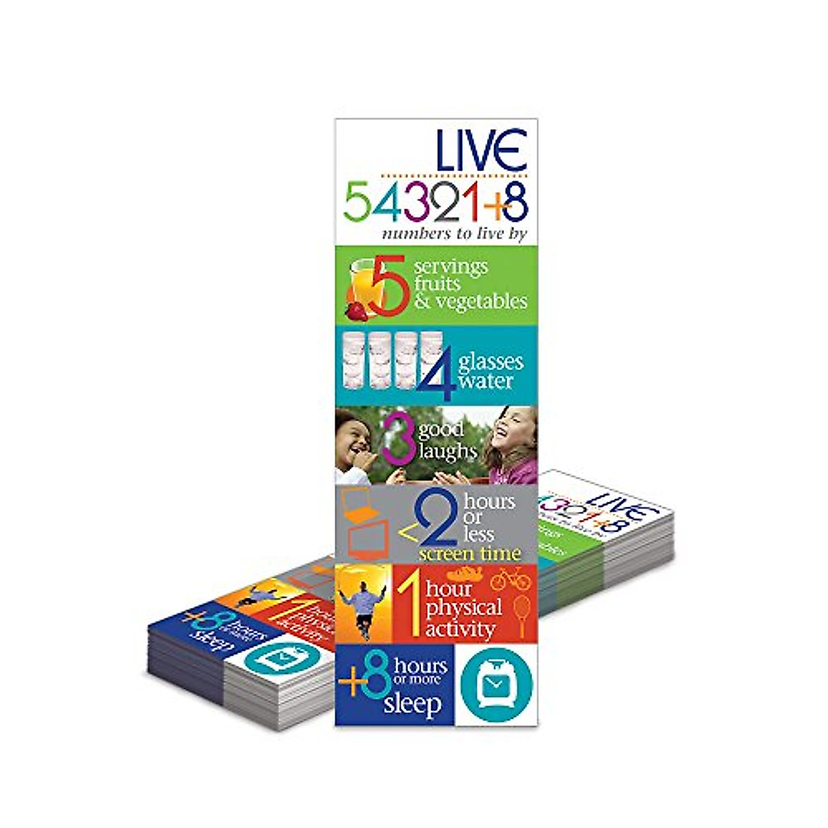 100 Nutrition Bookmarks for Kids | Live 54321+8 Bookmarks | 2 ½” x 7 ½”, 100 per Package, 2-Sided