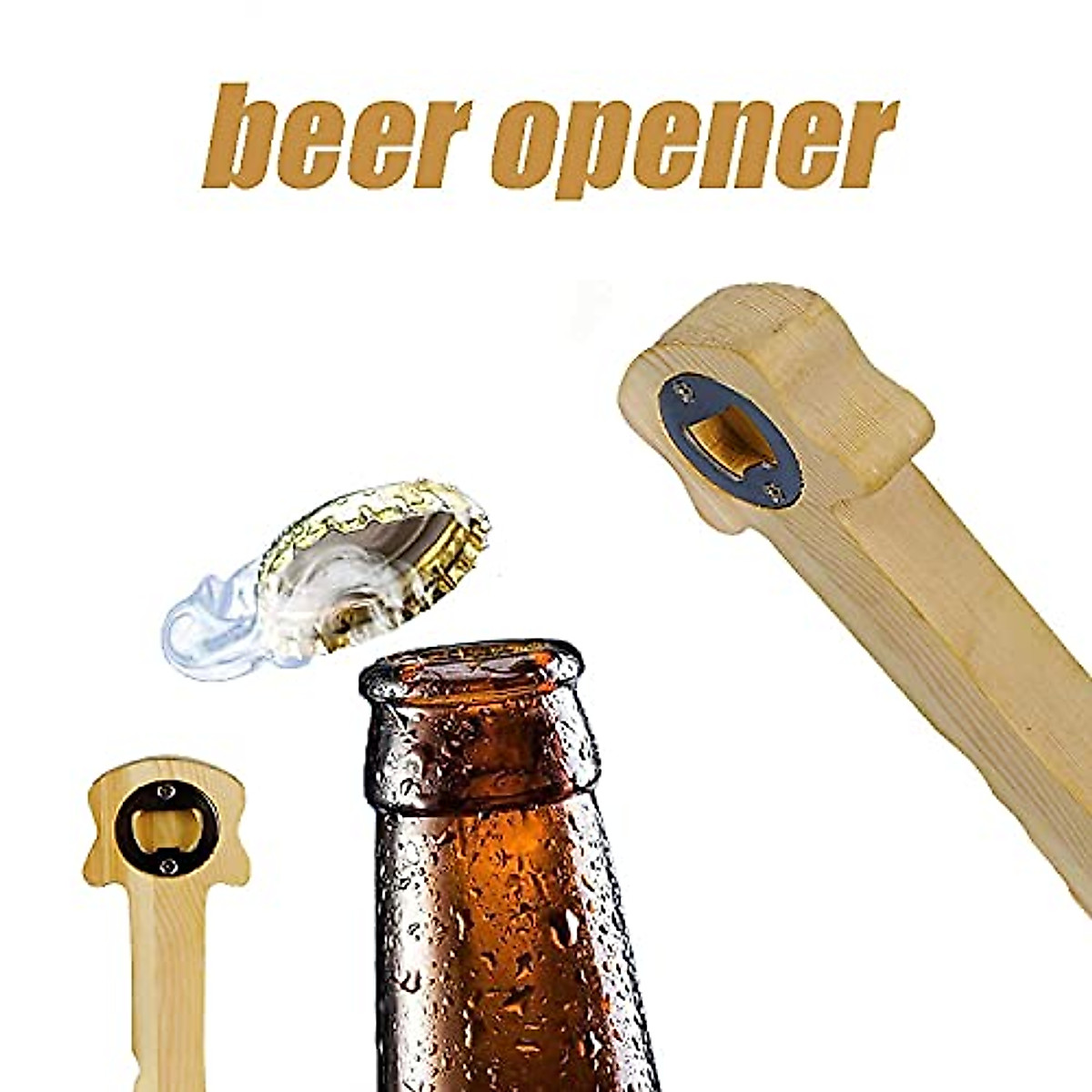 Wood Grill Scraper,Wooden Grill Cleaner Bristle Free,Wood Grill Brush BBQ Scrapers with Bottle Opener Natural Safe Cleaning Scraper for Top and Between Barbecue Grates