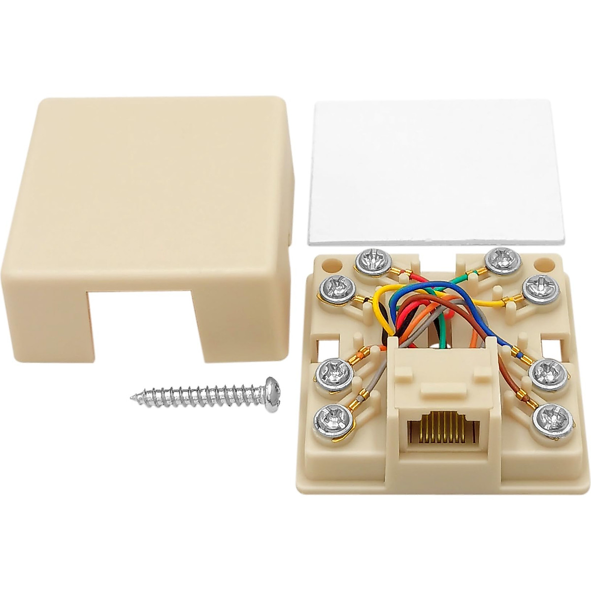 NECABLES RJ31X Phone Jack Telephone Terminal Block with Shorting Bar Surface Mount 8 Screw Terminals to RJ31X 8P8C Female