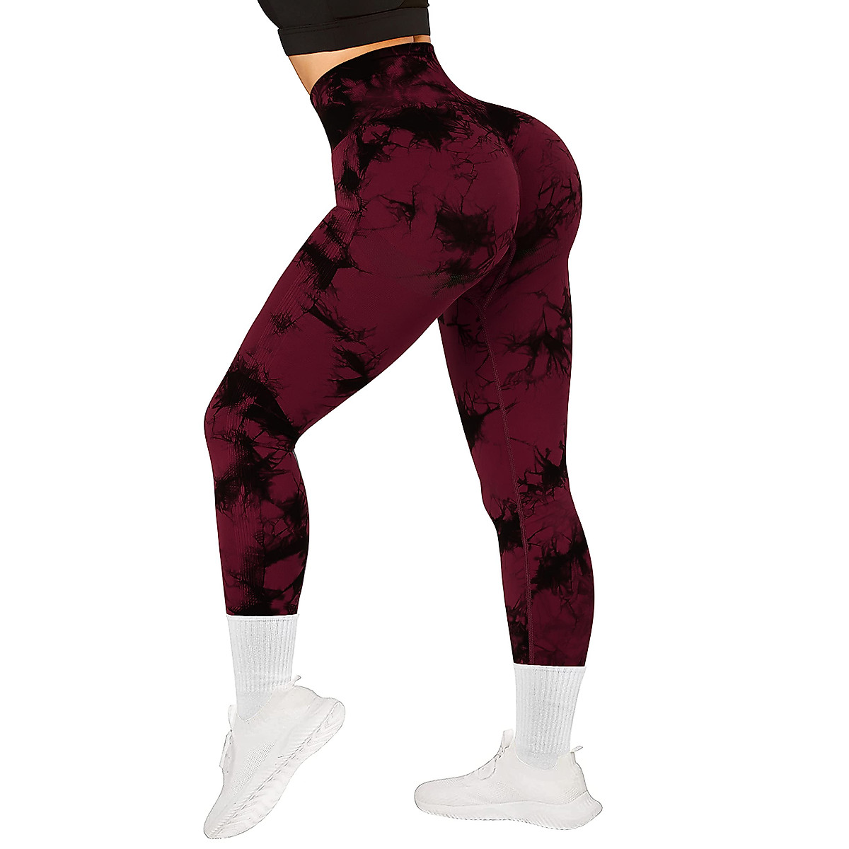 RXRXCOCO Women Scrunch Butt Lifting Leggings Seamless High Waisted Leggings Tummy Control Yoga Pants Compression Workout Tights X-Large Wine Red
