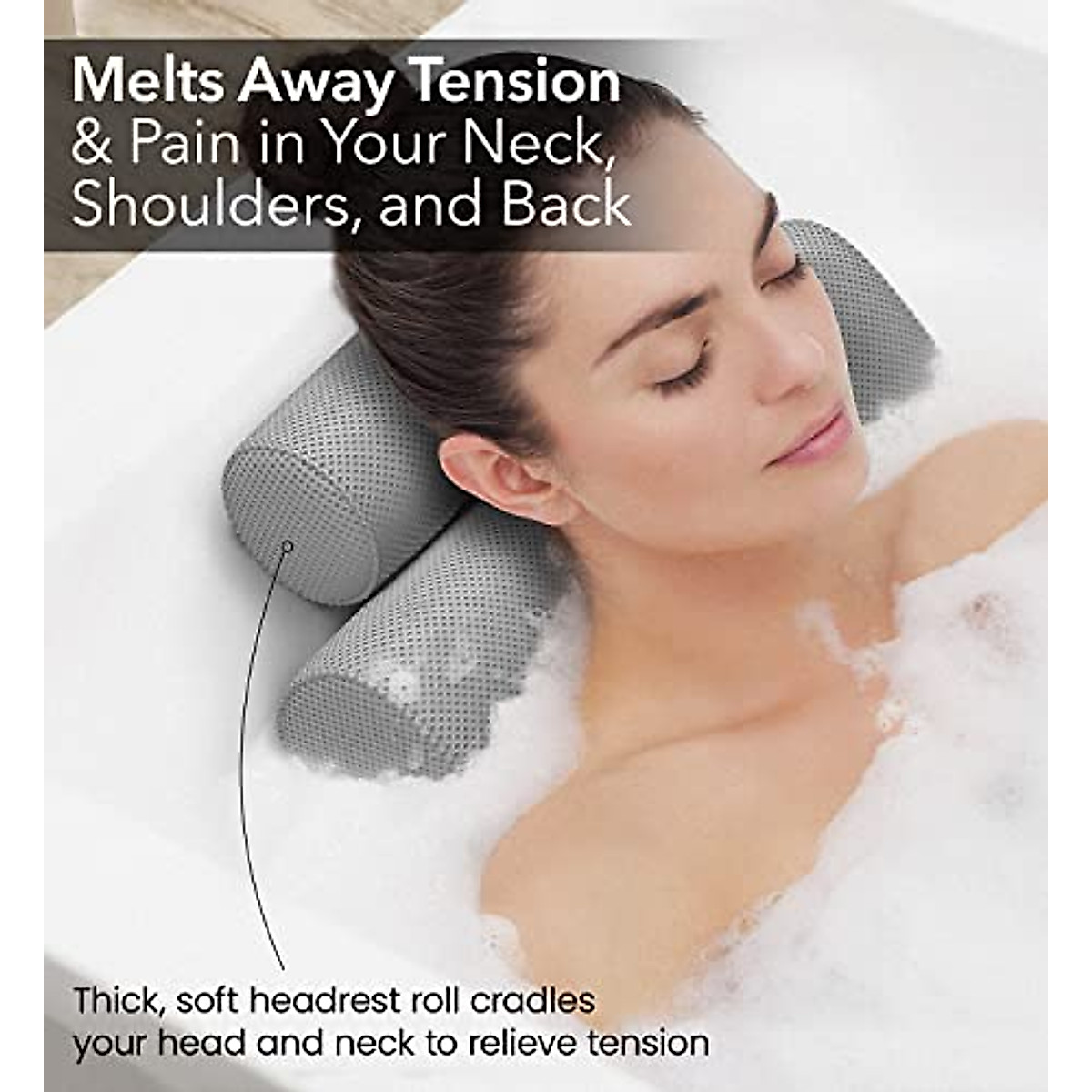 Everlasting Comfort Luxury Bath Pillow - Head, Neck, Back Support Cushion for Bathtub, Spa, Soaking