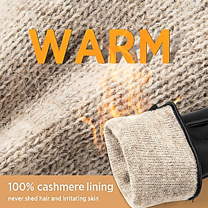 Alepo Winter PU Leather Gloves For Women, Warm Thermal Touchscreen Texting Typing Dress Driving Motorcycle Gloves With Wool Lining (Black-M)