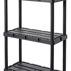 Gracious Living 4 Shelf Knect-A-Shelf Solid Light Duty Storage Unit 24 x 12 x 48 Organizer System for Home, Garage, Basement, and Laundry, Black (4 Pack)