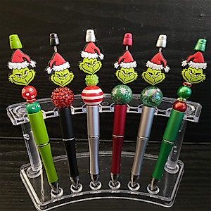 Christmas Silicone Focal Beads, 12 PCS Silicone Beads Characters for Beaded Pens, Keychain Making, Bracelet Necklace Lanyard Pendant, Knitting Needle Stopper, DIY Craft Supplies