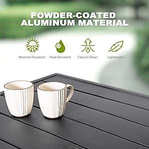 NUU GARDEN 5 Pieces Outdoor Dining Sets with Patio Aluminium Dining Table and 4 Wicker Rattan Chairs Modern Furniture Cushions Sets for Backyard Indoor Decor Kitchen,Black and Beige