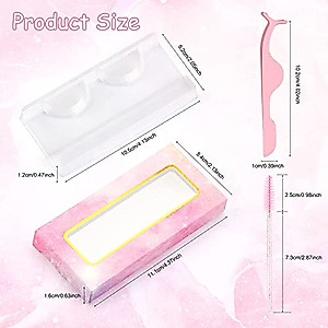 175 Pieces Lash Packaging Wholesale, Include 30 Empty Eyelashes Packaging Box, 30 False Lash Trays, 15 Eyelash Tweezers and 100 Eyelash Brush Mascara Wands Disposable (Pink)