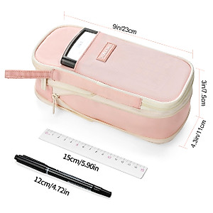 YOKUMA Pencil Case Cute Pencil Pouch for Girls Big Capacity Pen Bag Box, Kawaii Aesthetic College School Supplies for Student Teen Adults Preppy, Pink