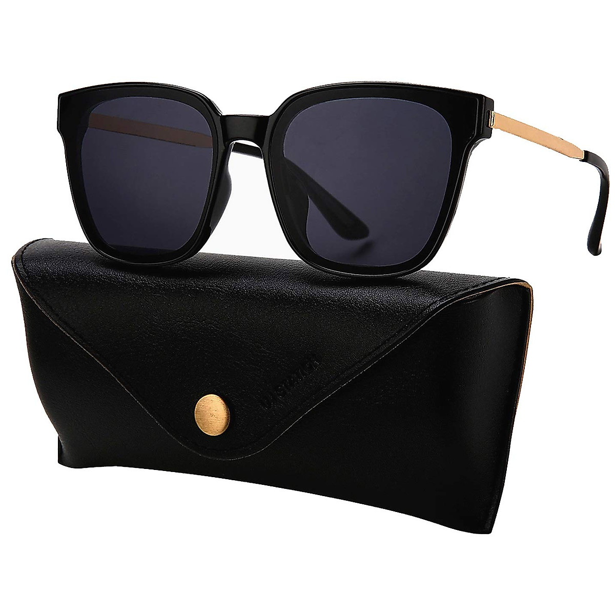 U.I STATION Square Sunglasses Womens Mens Oversized Mirrored lens U886 (BLACK)