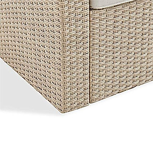 Alaterre Furniture Canaan All-Weather Wicker Outdoor Sofa with Tufted Seat-Back Cushions and Weather-Resistant Cushions, Rust-Proof Powder Coated Aluminum Frame, Cream, Outdoor Furniture, Patio Set