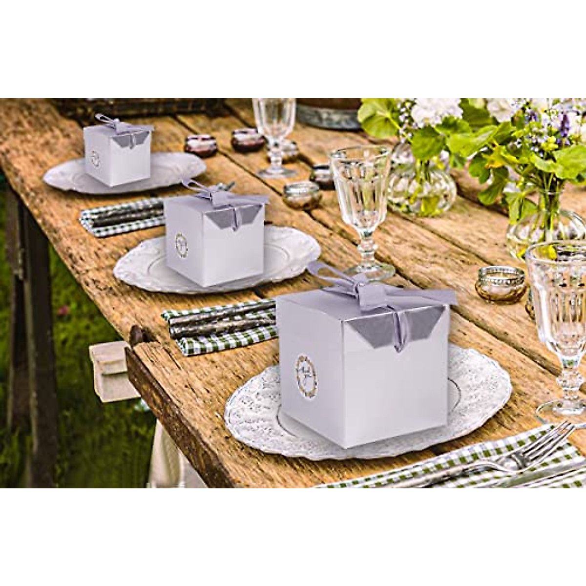 Elephant-package 12Pack Small Gift Boxes with Lids, Silver Gift Boxes with Ribbon for Wedding, Birthday, Christmas, Present Packing, Party Favor, Candle Boxes, Treat Boxes.