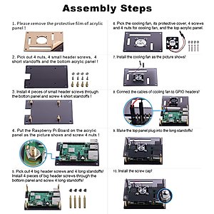 GeeekPi Acrylic Case for Raspberry Pi 4 Model B & Raspberry Pi 3 Model B+, Pi Case with Cooling Fan and 7PCS Heatsinks for Raspberry Pi 4 Model B/Pi 3B+/ Pi 3B/ 2B (Brown)