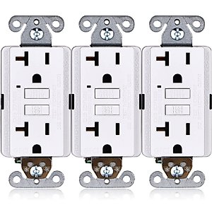 GFCI Outlet 20 Amp [3-Pack], Non-Tamper-Resistant GFI Duplex Receptacles with LED Indicator, Self-Test Ground Fault Circuit Interrupter, ETL Listed, White, 3 Piece