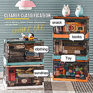 CTSNSLH 30 Liters,2 Pack Plastic Storage Bins With Wheels,Double Doors Plastic Foldable Box,Stackable Storage Bins with Lids,Plastic Bin Box for Organization,Plastic Storage Cart