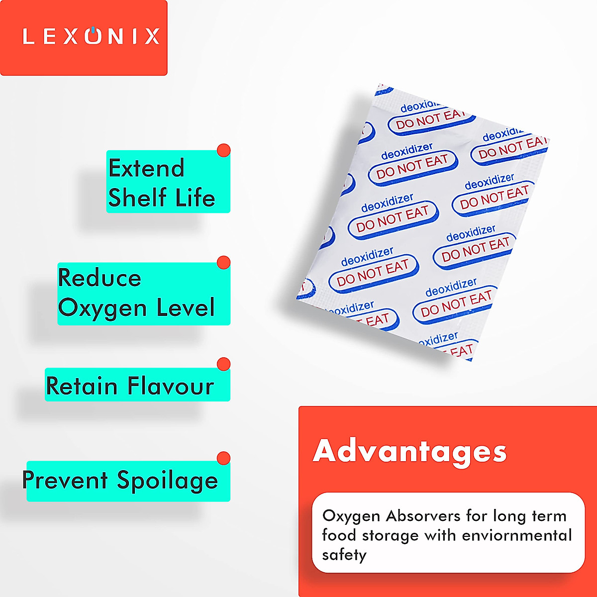 500cc (100 PCS – 5 Pcs Packs * 20 sets ) Food Grade Oxygen Absorbers for Food Storage use for Vacuum Seal or Mylar Bag Food Storage Keep Food Fresh Anti Oxygen Absorbing Packets (500cc)