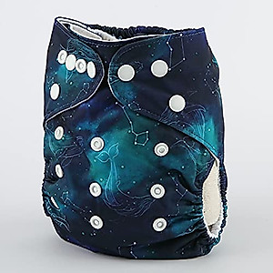 Sigzagor Baby Pocket Diaper Nappy Reusable Washable 8lbs to 36lbs (Whale Stars)
