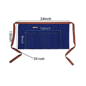 KPD 2 Pack Blue Unisex Waist Denim Aprons for Home and Kitchen,Chef Denim Apron For Waitress Half Short Aprons Restaurant For Women Men Serve