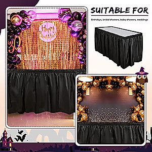 Breling 4 Pcs Black Plastic Table Skirt 29 Inches x 14 ft Disposable Table Skirt for Rectangle Table Tutu Table Skirt Plastic Tablecloth Wedding Shower Table Decor for Birthday Party Banquet