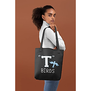 T Birds Canvas Tote Bag for Women, Cloth Bag Tbird Gang Logo Graphic Tees Black 15x15 inches