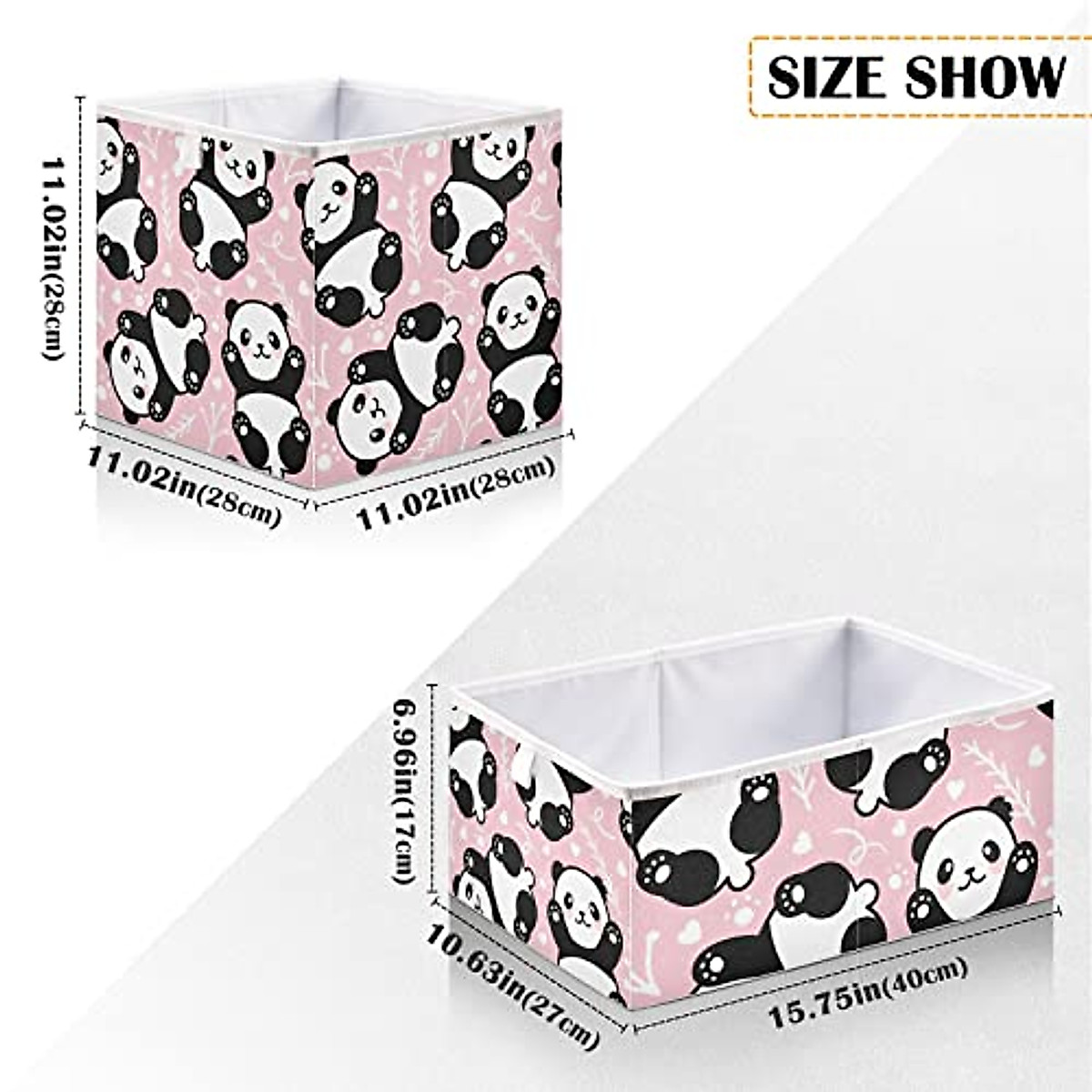 xigua Panda Cube Storage Bin Large Collapsible Storage Box Canvas Storage Basket for Home,Office,Books,Nursery,Kid's Toys,Closet