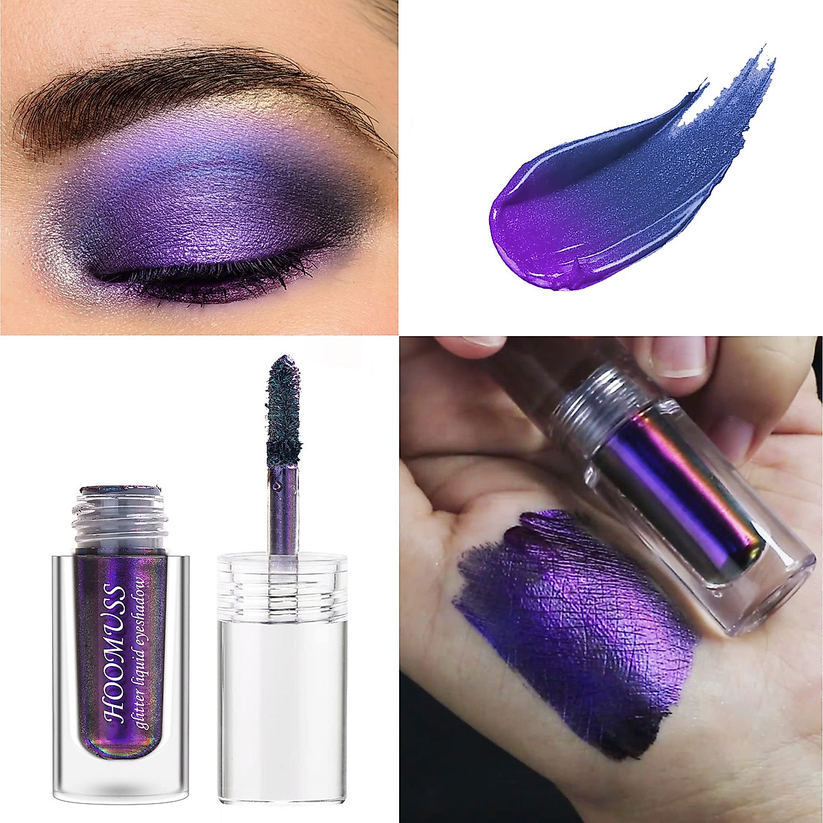 HOOMUSS Chameleon Eyeshadow Liquid Glitter Eyeshadow, Green Liquid Eyeshadows Holographic Multichrome Eye Makeup, Long Lsting and Quick Drying, Elf
