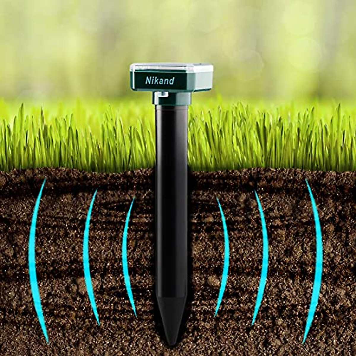 Mole Repellent Stakes 2 Pack - Gopher Repellent Ultrasonic Solar Powered - Sonic Spike Mole and Vole Deterrent for Lawn Garden & Yard - Electronic Devices Outdoors Pest Repeller Snakes Rodents Chaser