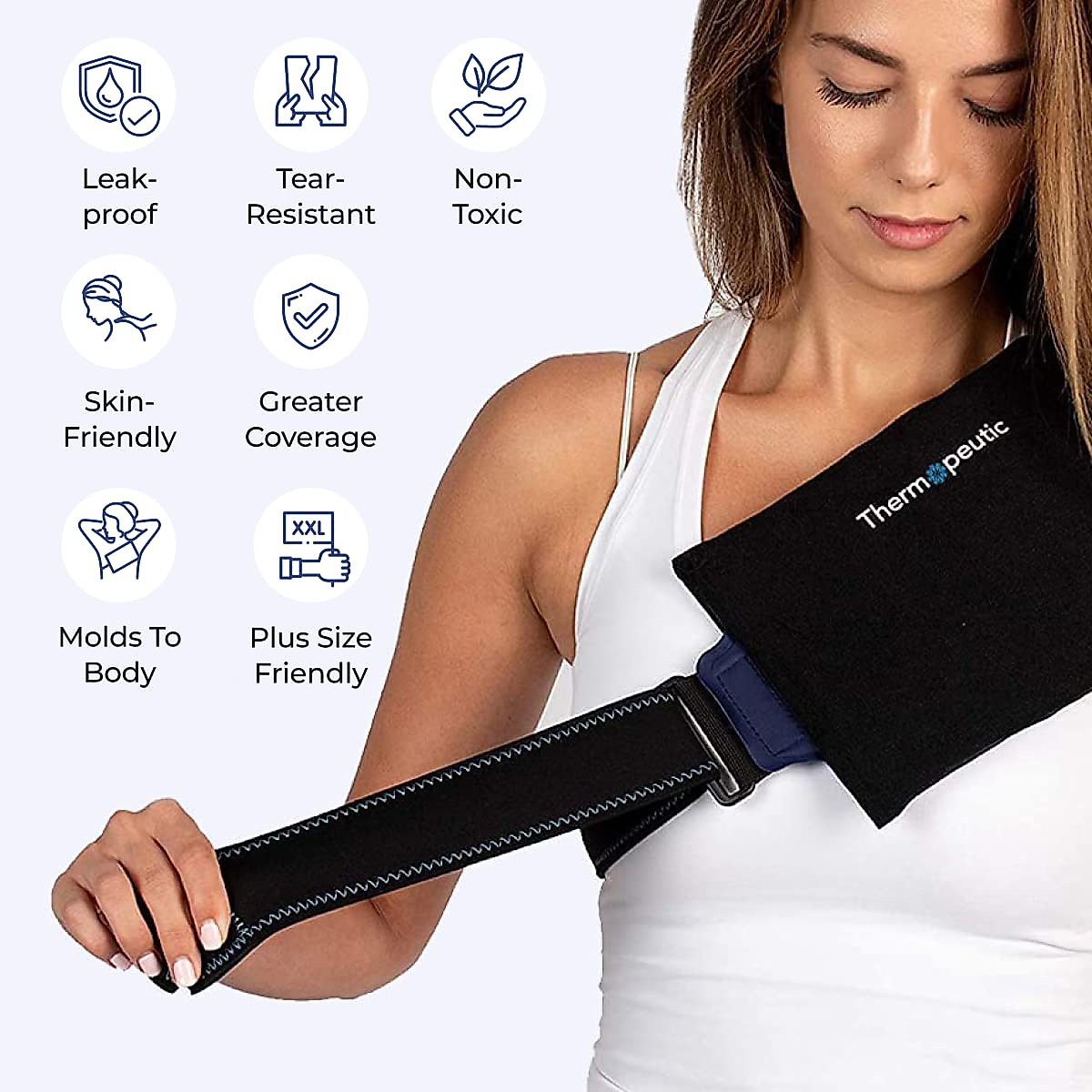 Thermopeutic Reusable Ice Pack for Injuries Reusable Unisex (15” X 7”) - Extra Long Lasting Gel Cold Pack Ice Wrap for Pain Relief and Surgery - Shoulder, Lower Back, Knee, Arm, Foot, Hip and More