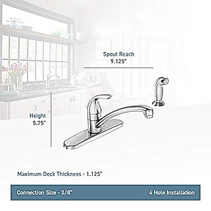 MOEN Adler Single-Handle Low Arc Standard Kitchen Faucet with Side Sprayer in Chrome