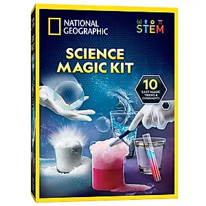 NATIONAL GEOGRAPHIC Magic Chemistry Set - Perform 10 Amazing Easy Tricks with Science, Create a Magic Show with White Gloves & Magic Wand, Great STEM Learning Science Kit for Boys and Girls
