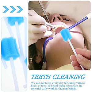 Healifty 100pcs Mouth Sponge Swabs Disposable Sponge Stick Oral Care Sponge Swab Tooth Cleaning Sponge (Blue)