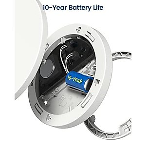 Ecoey Smoke Detector Alarm, 10 Year Fire Alarms Smoke Detectors with Self-Test and Ambient Light Detection, Ultra-Thin Fire Alarm with Big Test Button and Night Mode for Home, FJ146, 1 Pack