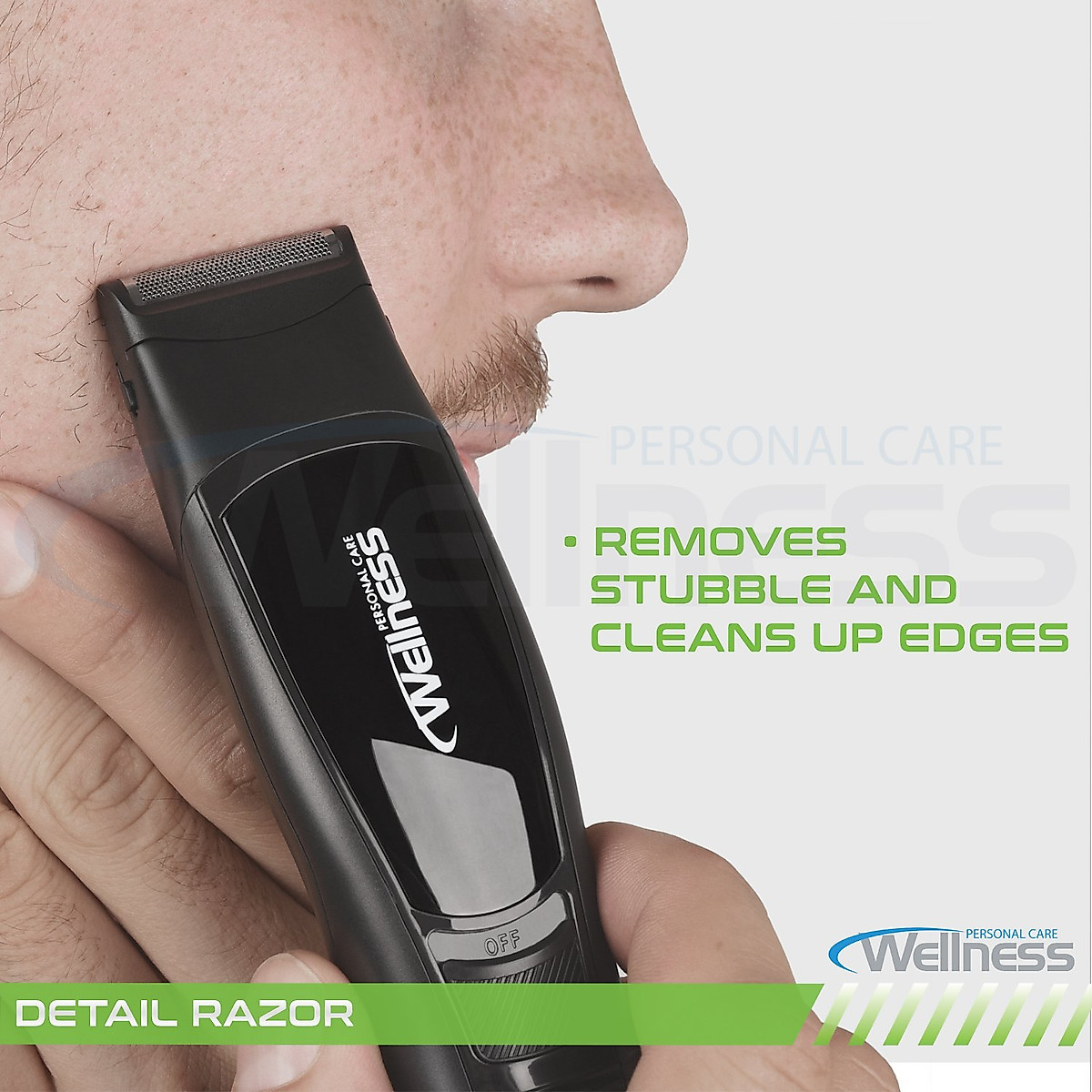 Wellness Personal Care Men's 8-in-1 Rechargeable Shaver Grooming Kit | Storage Stand | Full Trimmer, Detail Trimmer, Nose Trimmer, Beard and Mustache Trimmer, Stubble Comb