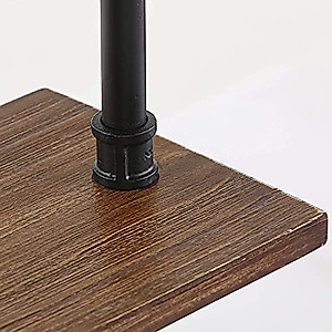 MOCOME 27.5" Industrial Pipe Shelving,Iron Pipe Shelf with Wood for Kitchen,Wall Mounted Shelf Rustic Black Pipe Floating Shelves for Bathroom 2 Tier,Brown