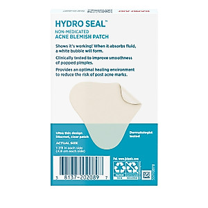 Band-Aid Brand Hydro Seal Acne Patches for Face, Non-Medicated Acne Blemish Patch Absorbs Fluids & Provides a Protective Healing Environment for Pimples, 7 Patches
