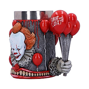 Nemesis Now IT Pennywise Clown Tankard, Hand-Painted Resin, Time to Float, Horror Movie Merchandise, Red Balloons Handle, 15.5cm