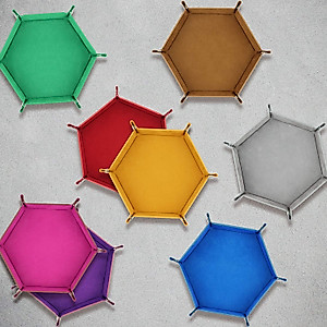 K.T. Fancy Dice Tray 6 Pieces Folding D&D Dice Tray Dice Holder Storage Box for Rolling Dice Games Metal Dice Rolling Tray PU Leather and Velvet