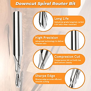 71333 Router Bits Solid Brass Inlay Kit for 1/4 Templates for High RPM Routing, Includes 1/8" Carbide Router Bit/Cutter + 1/4" Shank, Universal Bushing, Retainer Nut, Collar and Alignment Pin