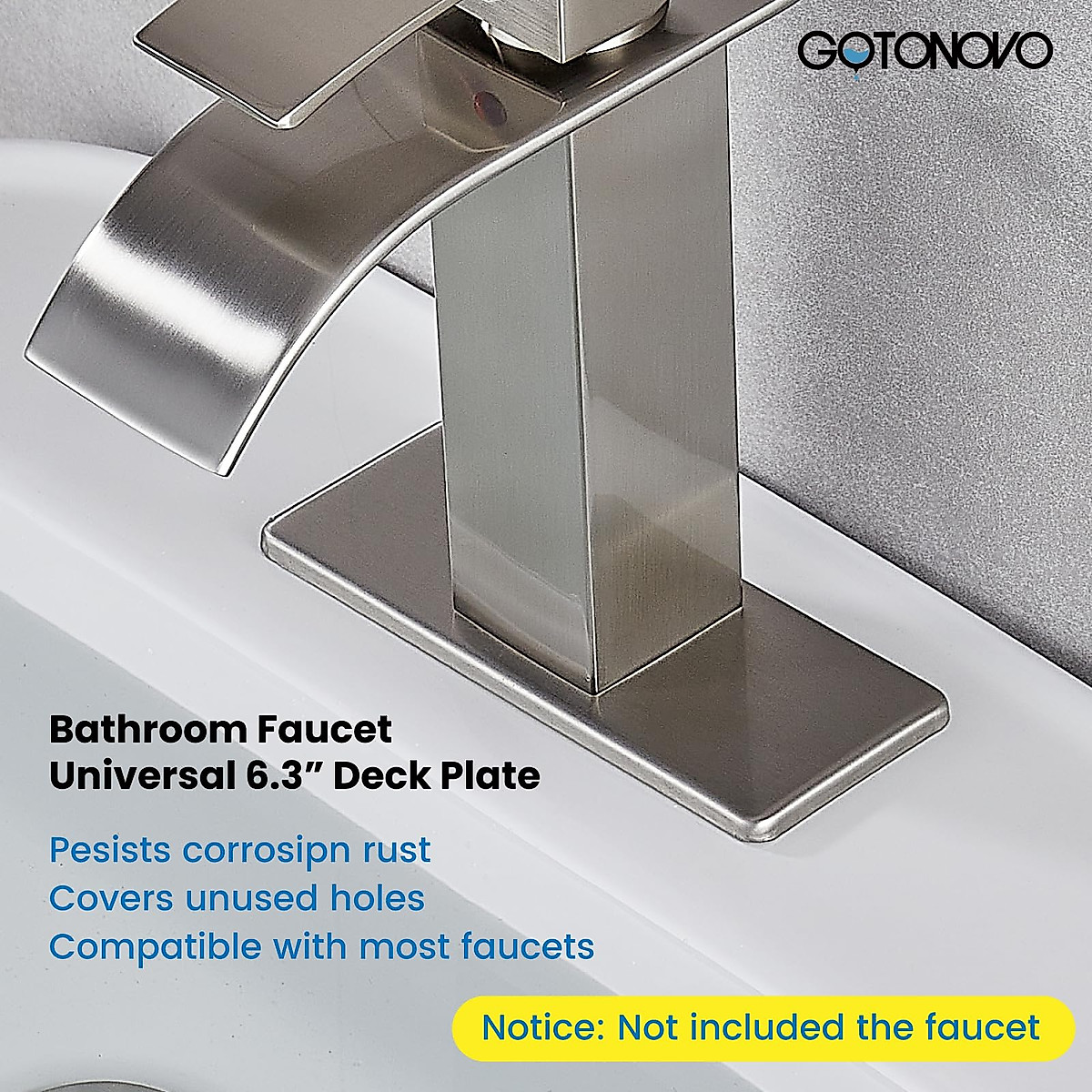 gotonovo 6 inch Rectangle Deck Mount Faucet Plate,Faucet Hole Cover Escutcheon Plate for Kitchen or Bathroom Sink 1 Hole or 3 Hole 4 Inch Centerset Brushed Nickel